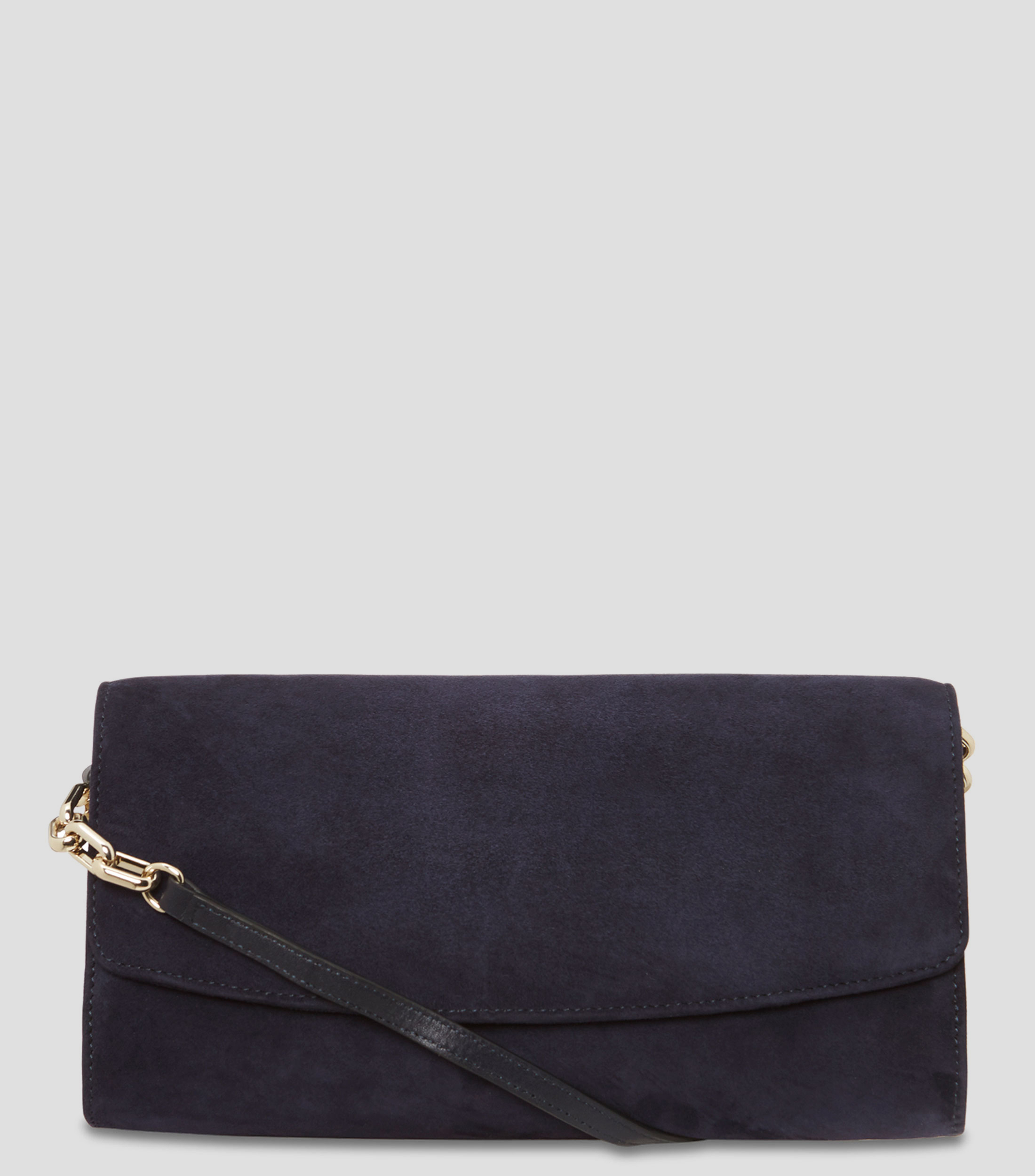 Hobbs: Bolso clutch azul marino en gamuza Sara lisa Mujer | El Palacio de Hierro